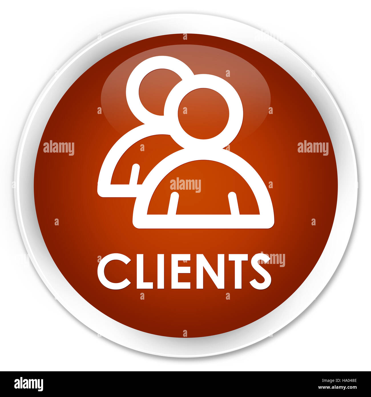 Clients (group icon) isolated on premium brown round button abstract ...
