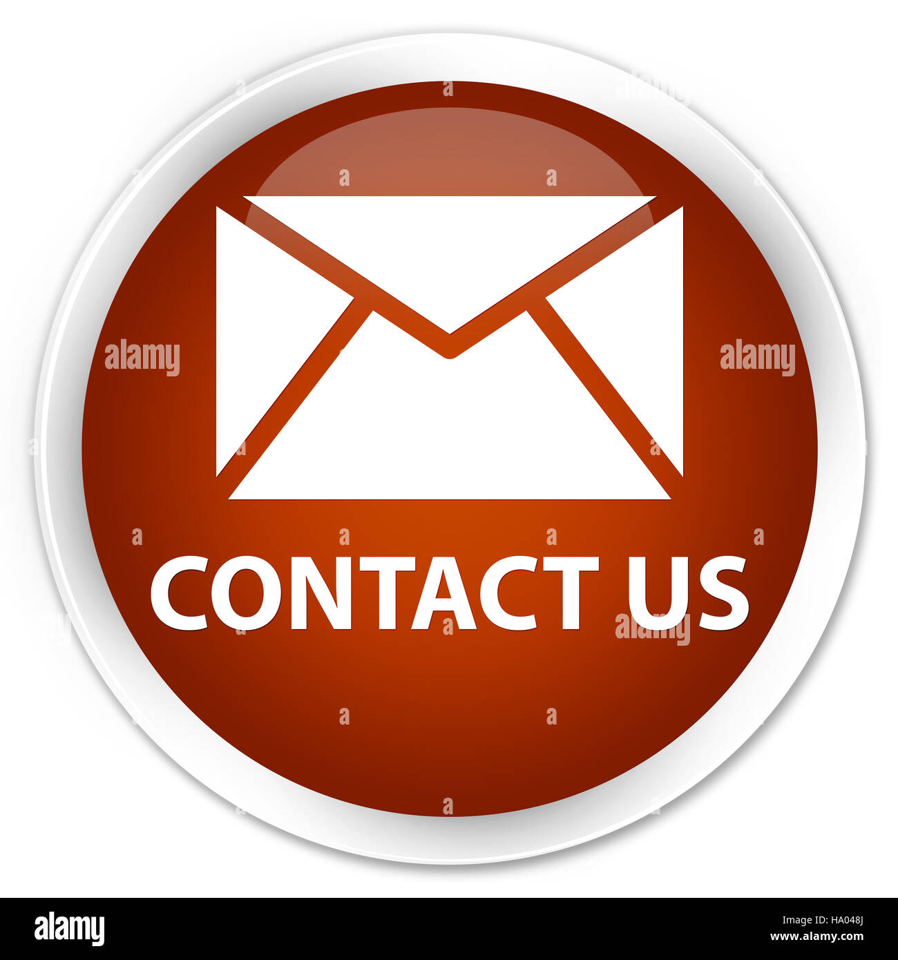Contact us (email icon) isolated on premium brown round button abstract ...