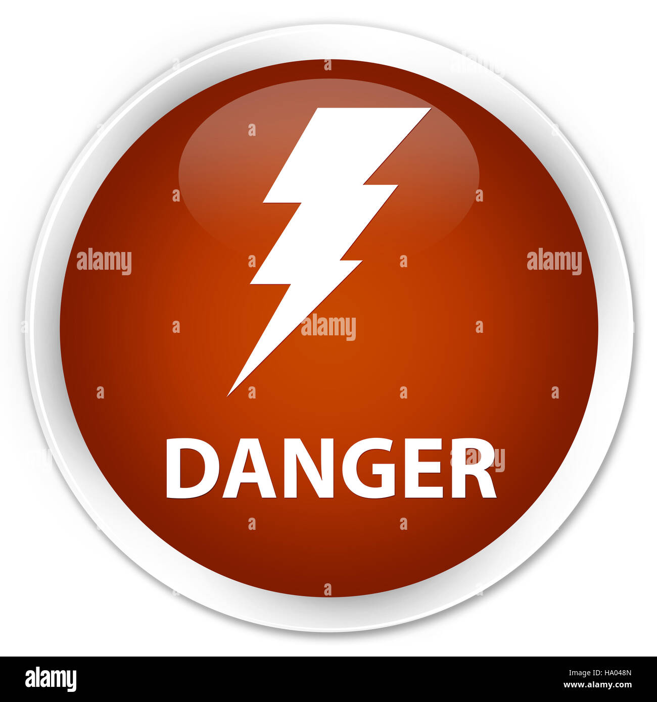 Danger (electricity icon) isolated on premium brown round button ...