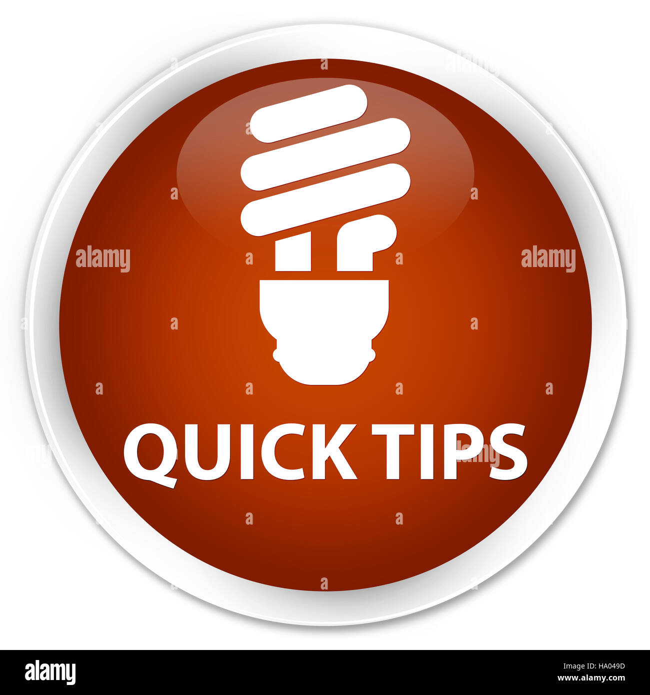 Quick tips (bulb icon) isolated on premium brown round button abstract ...