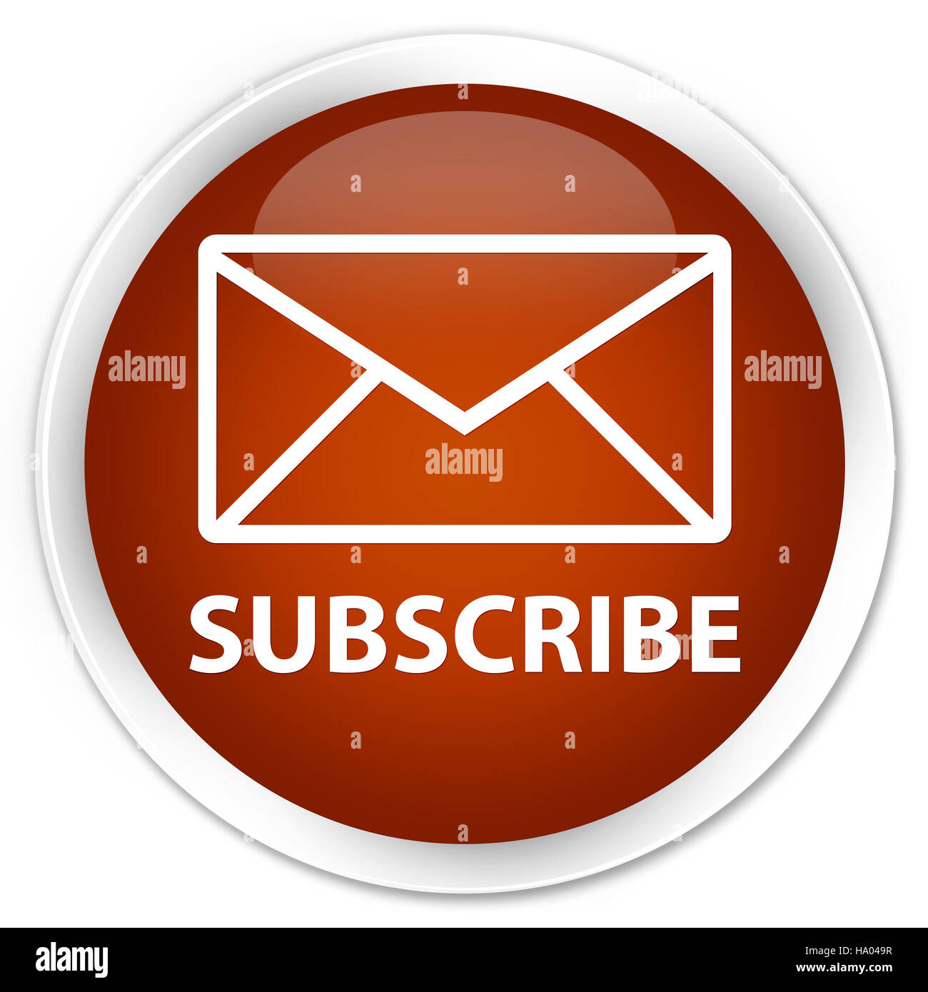 Subscribe (email icon) isolated on premium brown round button abstract ...