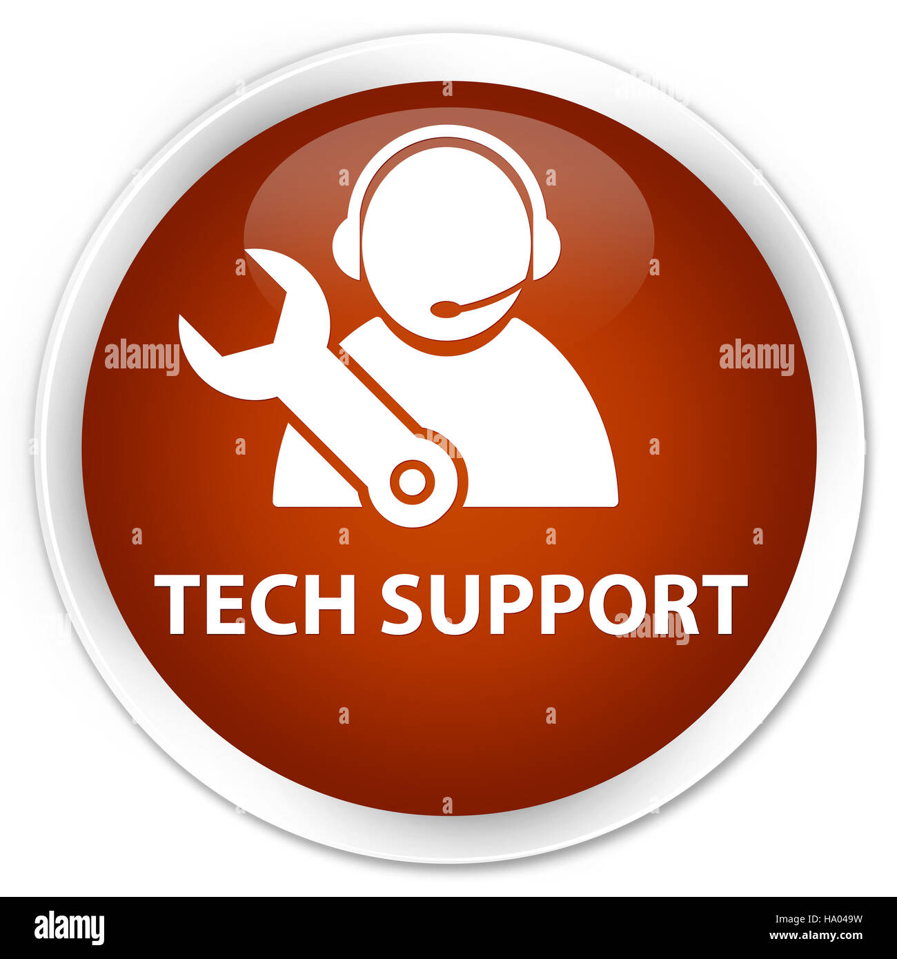 Tech support isolated on premium brown round button abstract ...
