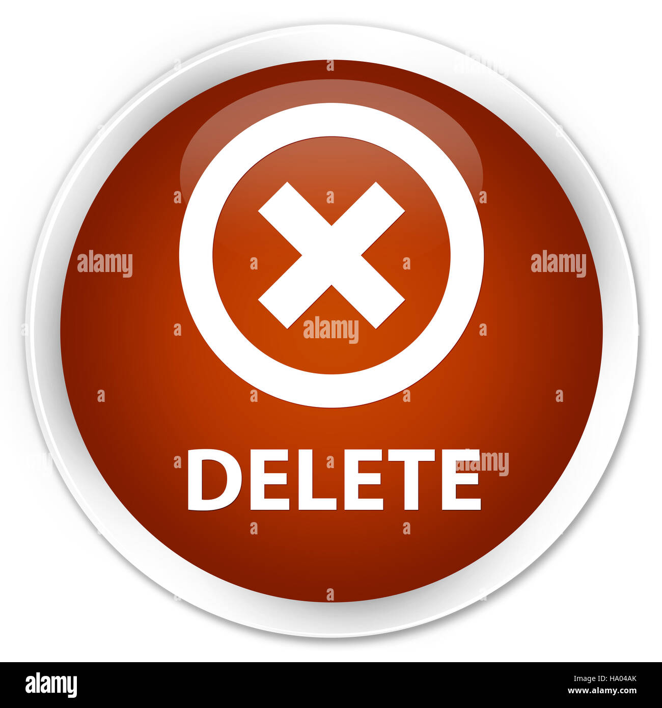 Delete isolated on premium brown round button abstract illustration ...
