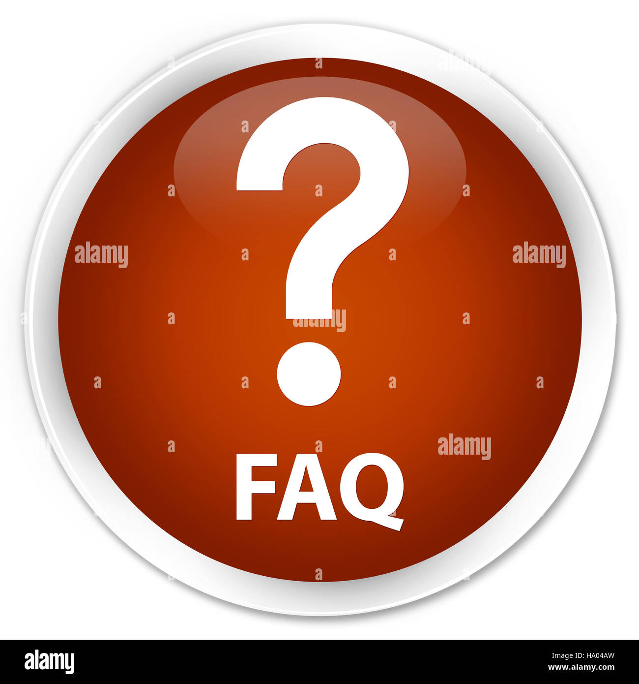 Faq (question icon) isolated on premium brown round button abstract ...