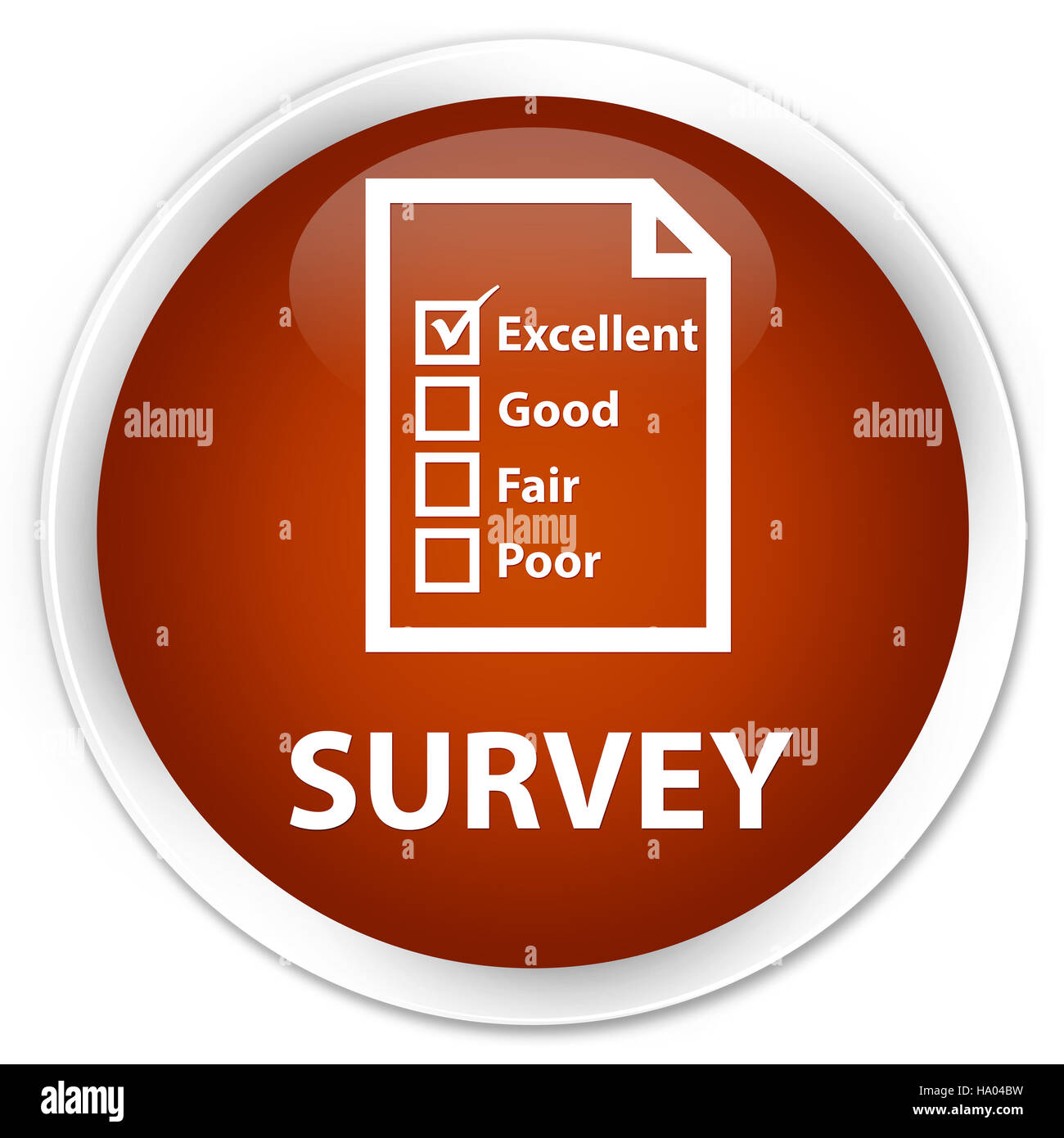 Survey (questionnaire icon) isolated on premium brown round button ...
