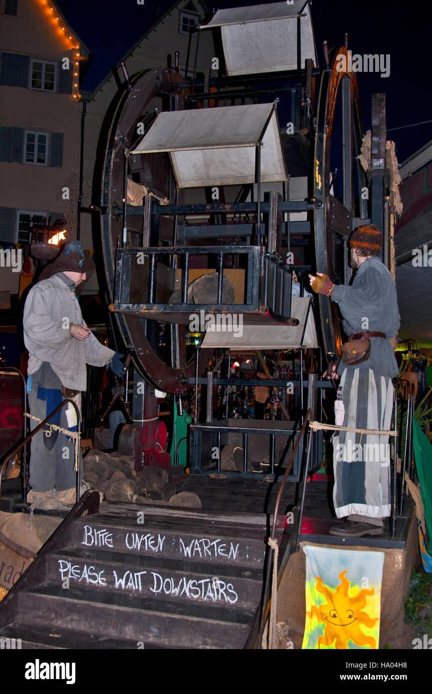 Christmas Market, Germany, booths of gifts in a medieval themed holiday ...