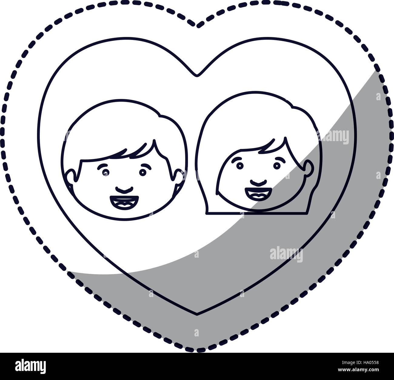 Boy and girl cartoon inside heart icon. Kid childhood little people and ...