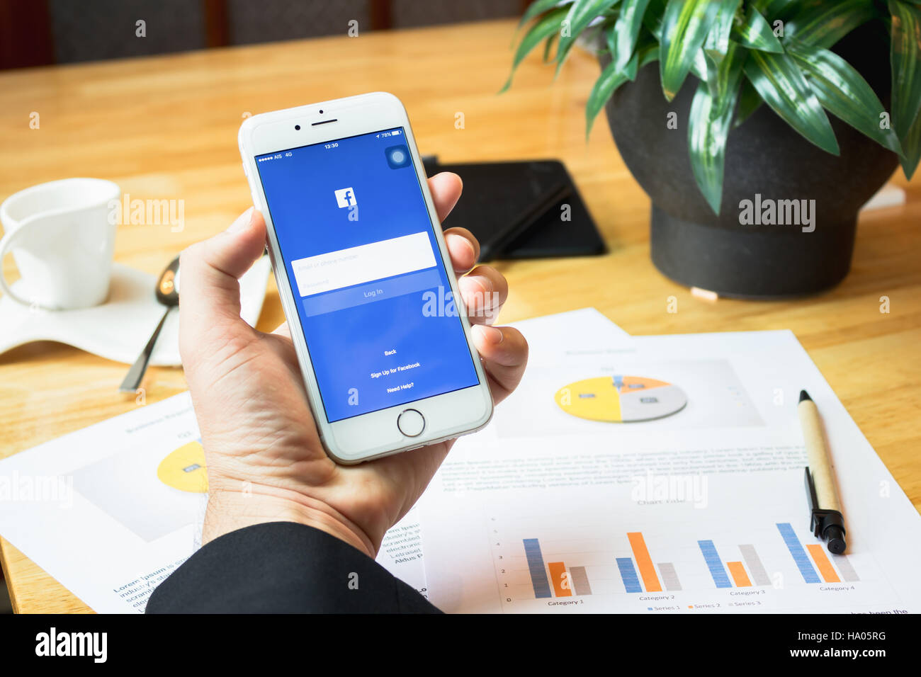 BANGKOK ,THAILAND - June 19, 2016 : Login Screen Facebook icons on ...