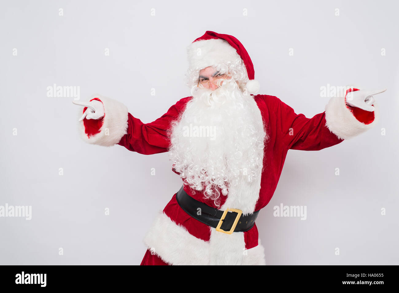 Happy Christmas Santa Claus Dancing. Isolated on white background Stock ...