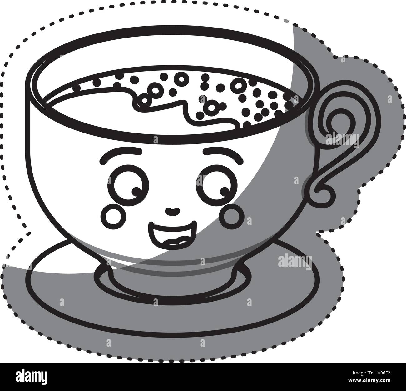 Coffee cup cartoon icon. Coffee time drink breakfast and beverage theme ...