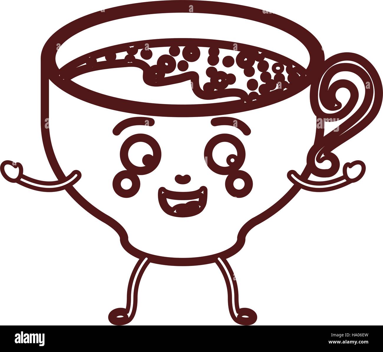 Coffee cup cartoon icon. Coffee time drink breakfast and beverage theme ...