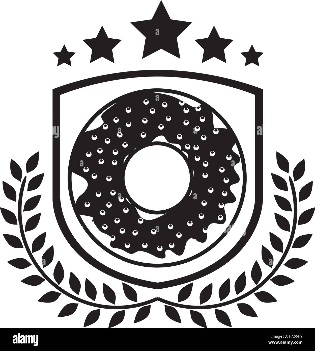 Donut decorated inside shield icon. Dessert sweet pastry and bakery ...