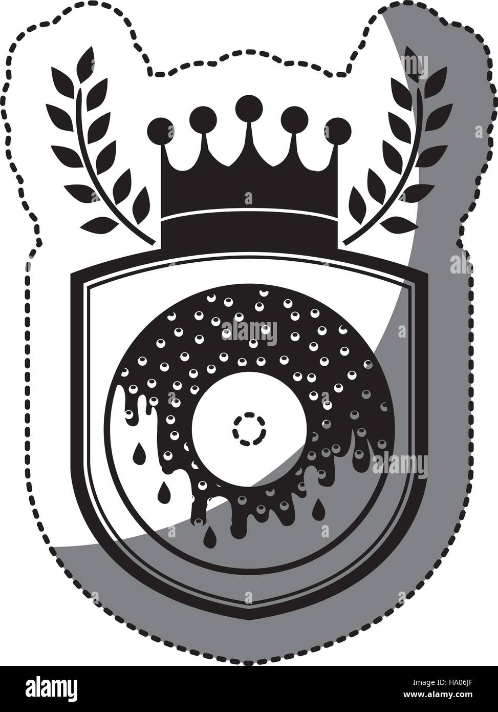 Donut decorated inside shield icon. Dessert sweet pastry and bakery ...