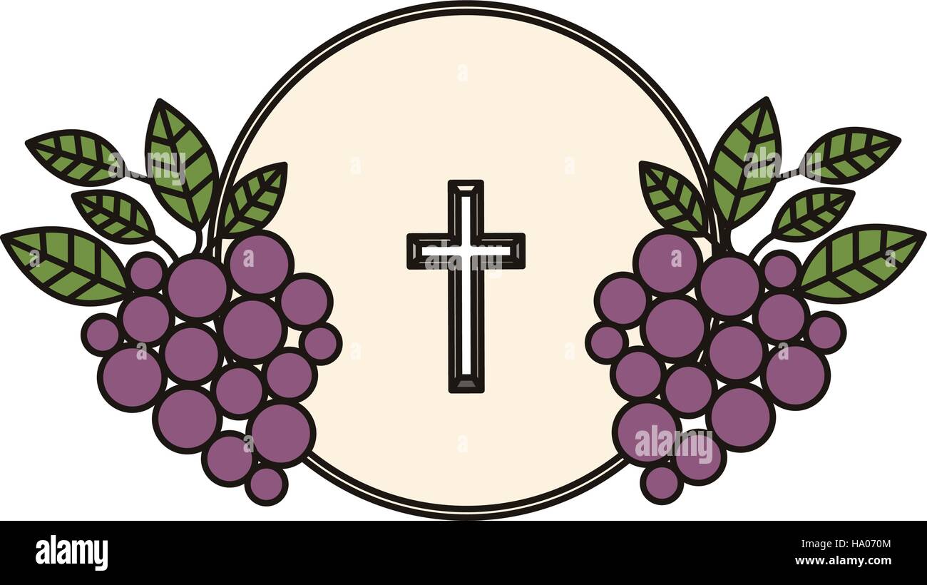 Cross and grapes icon. Religion god pray faith and believe theme ...