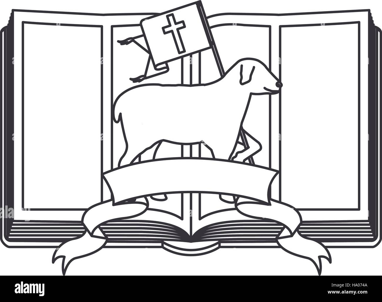 Bible and sheep icon. Religion god pray faith and believe theme ...