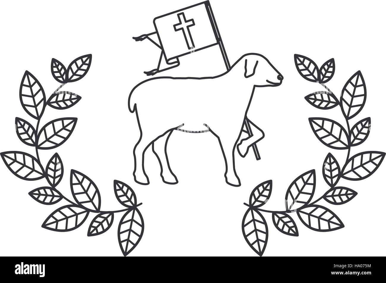 Sheep and wreath icon. Religion god pray faith and believe theme ...