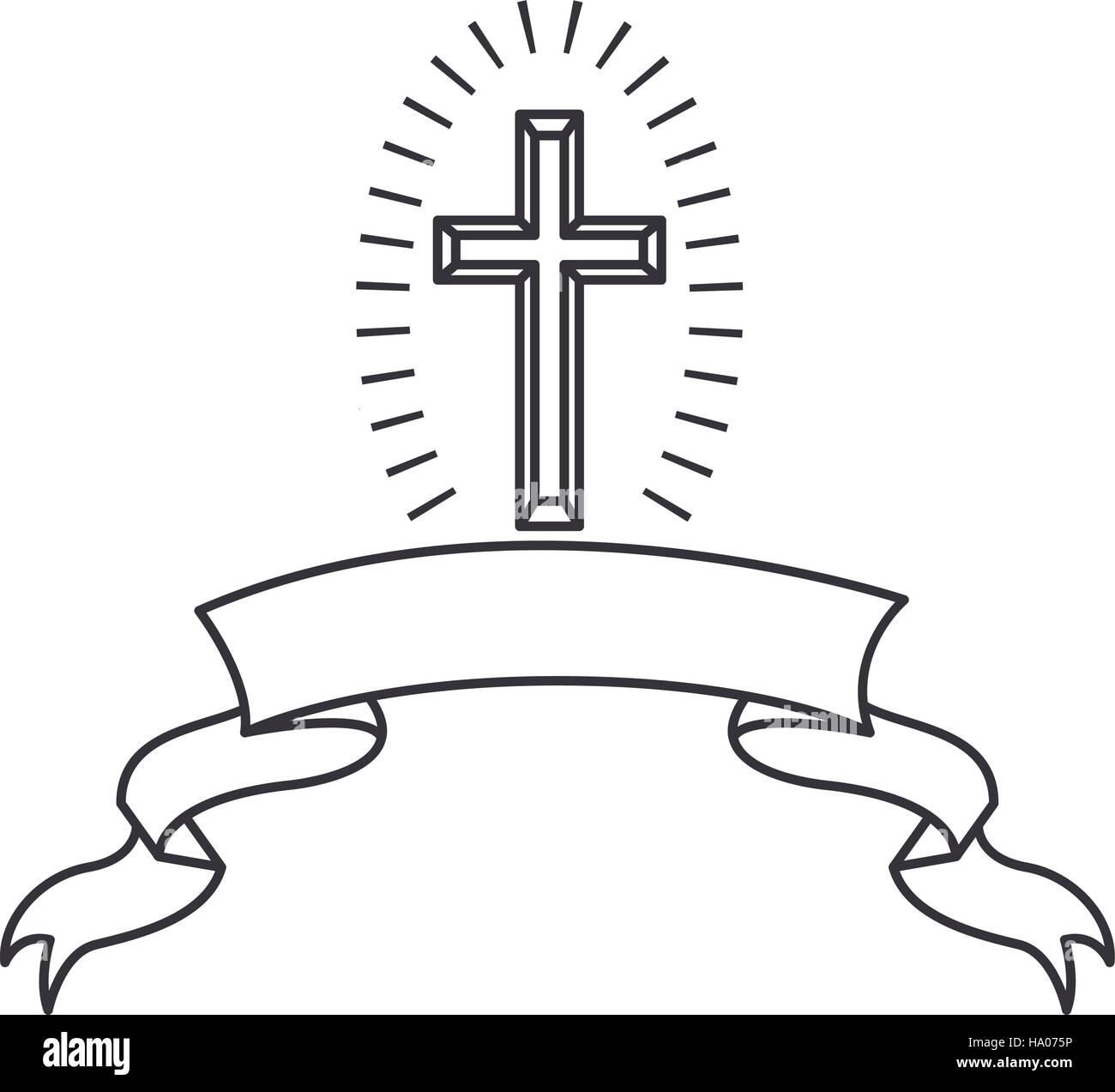 Cross and ribbon icon. Religion god pray faith and believe theme ...