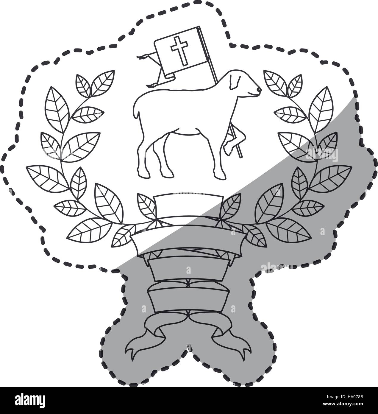 Sheep and ribbon icon. Religion god pray faith and believe theme ...