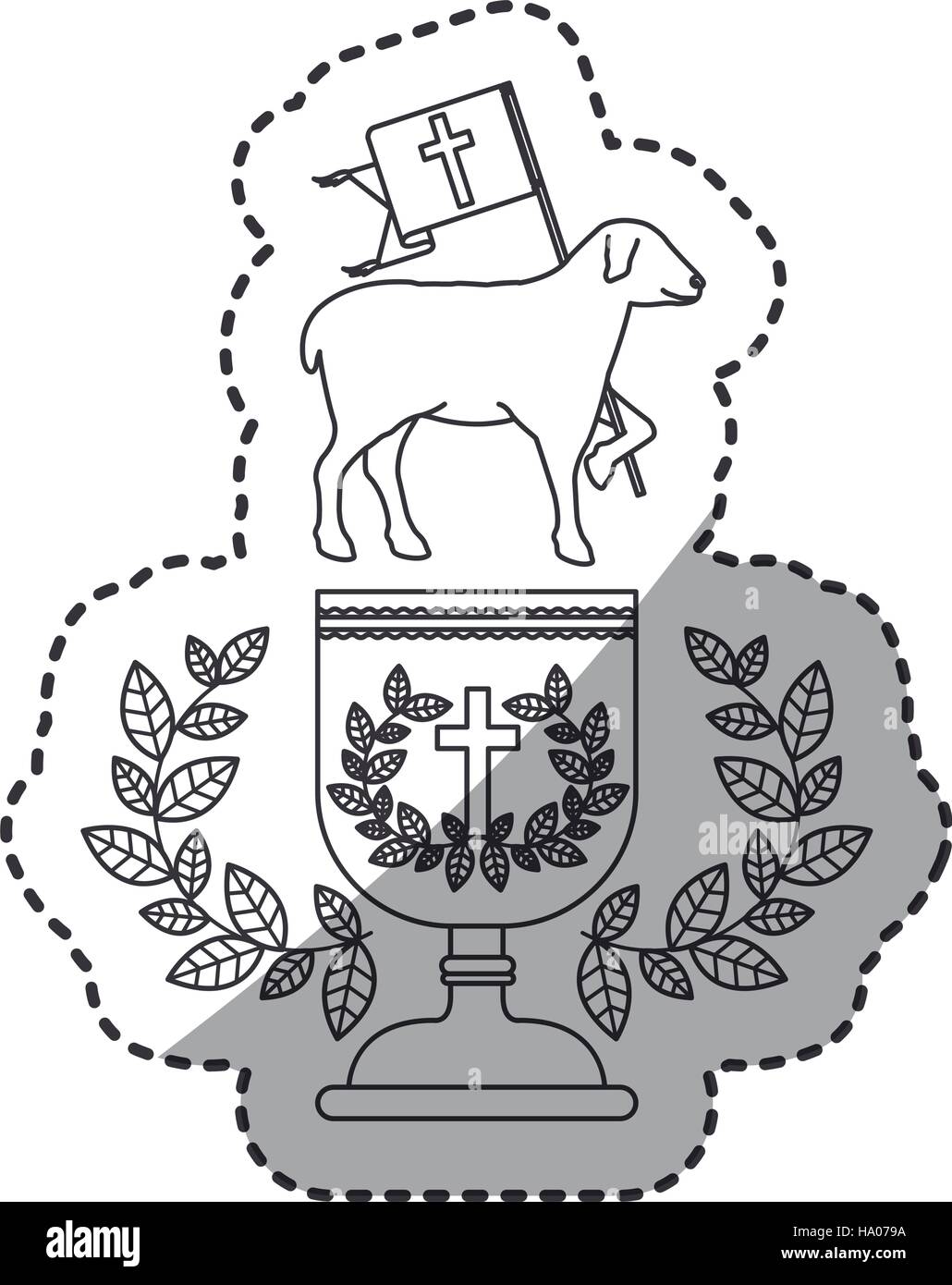 Sheep and cup icon. Religion god pray faith and believe theme. Isolated ...