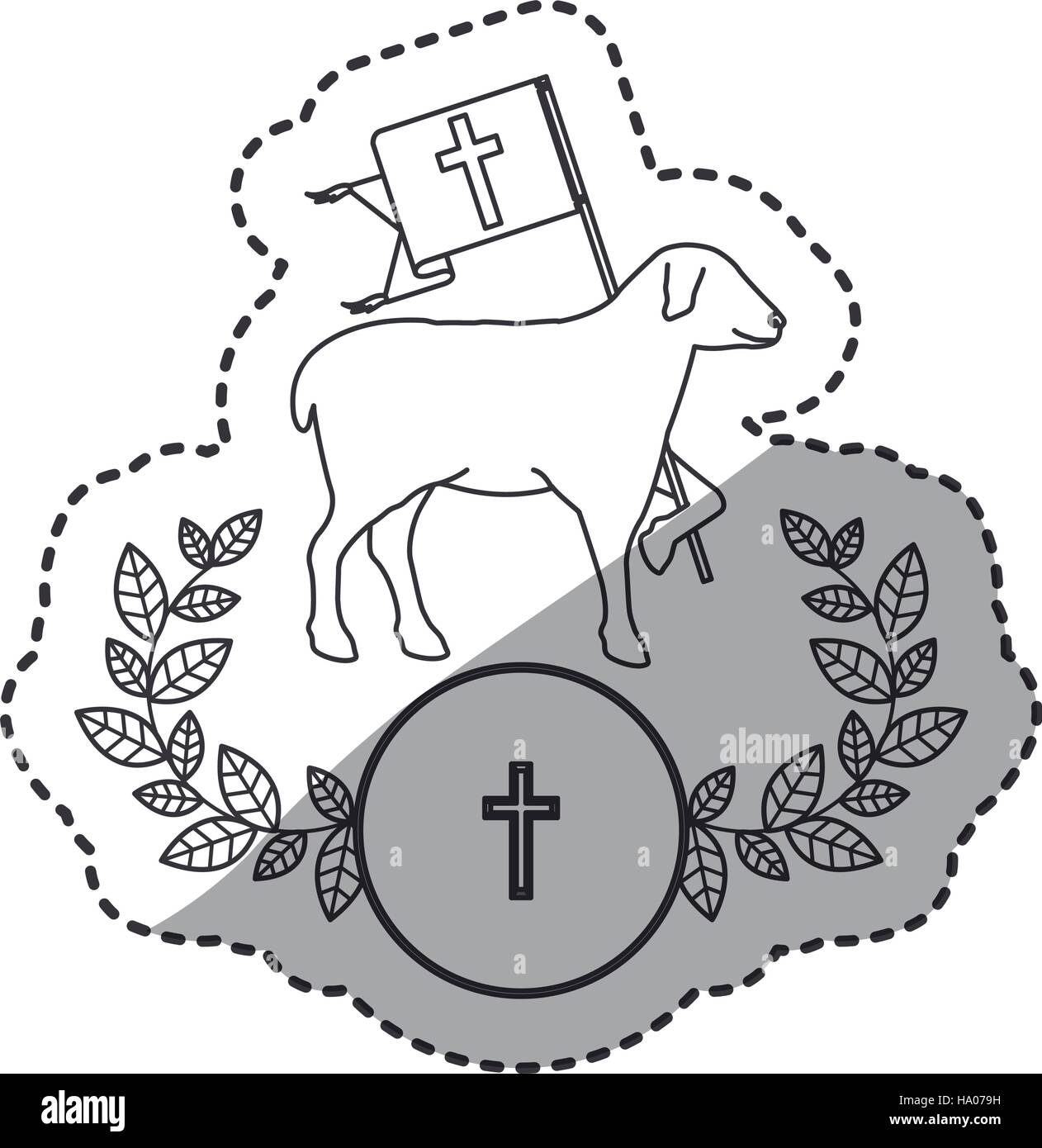 Sheep and wreath icon. Religion god pray faith and believe theme ...