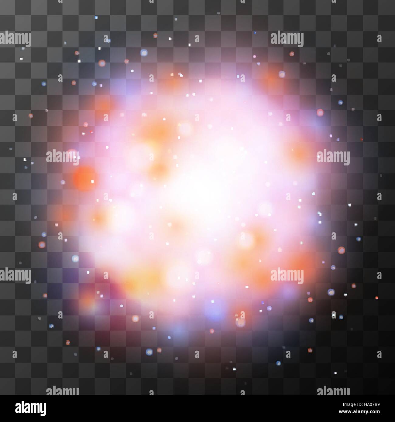 Bright colourful light, magic lighting effect on transparent background ...