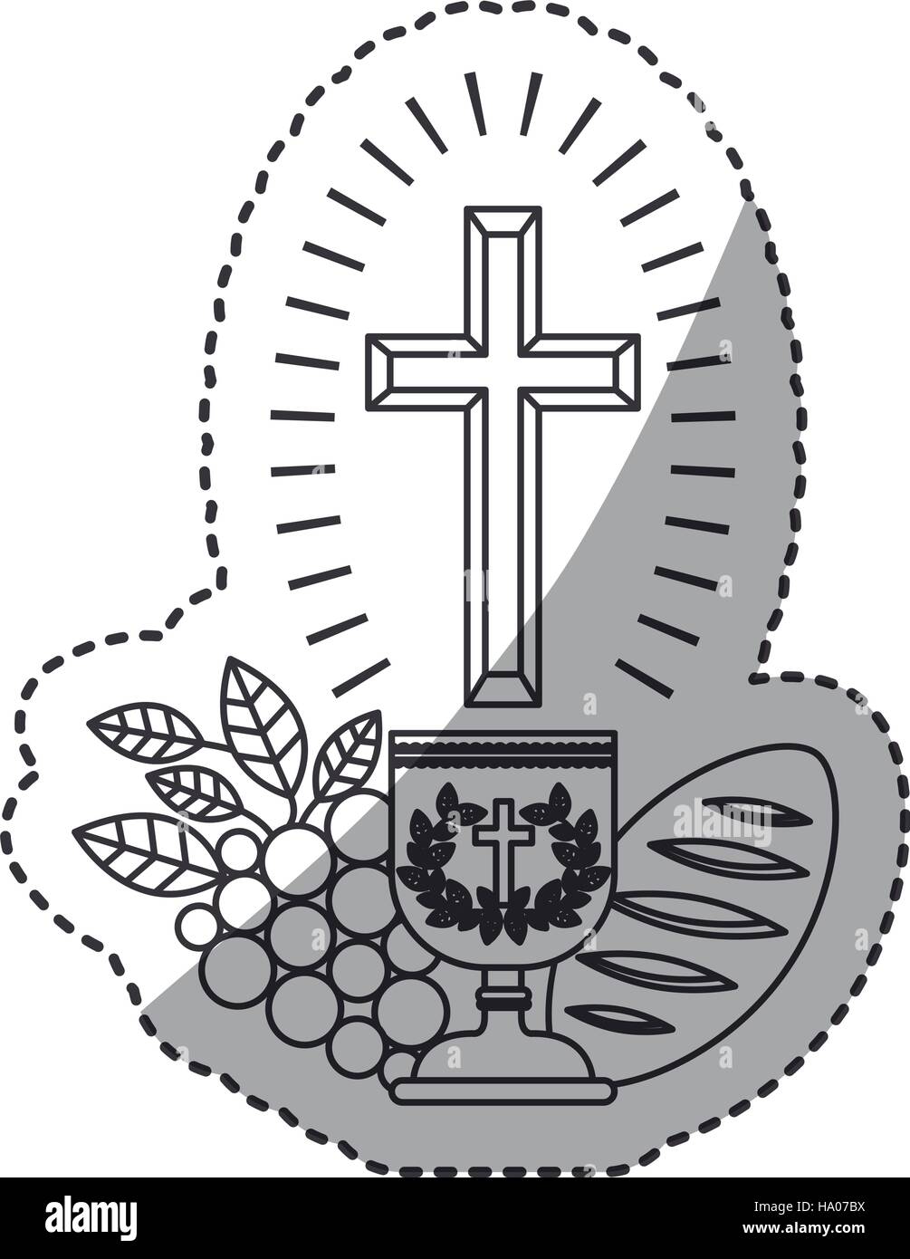 Cup grapes and bread icon. Religion god pray faith and believe theme ...