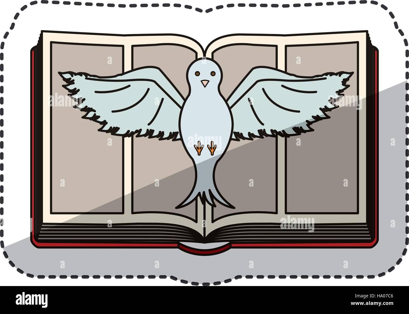 Bible and dove icon. Religion god pray faith and believe theme ...