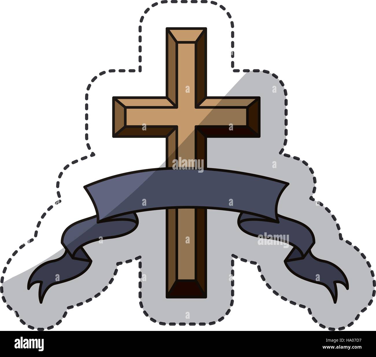 Cross and ribbon icon. Religion god pray faith and believe theme ...