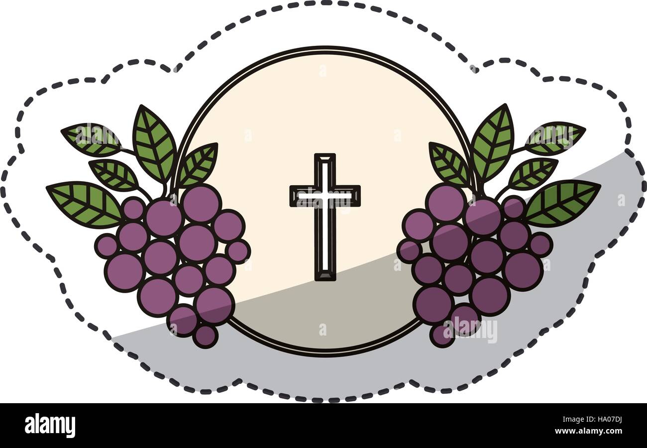 Cross and grapes icon. Religion god pray faith and believe theme ...