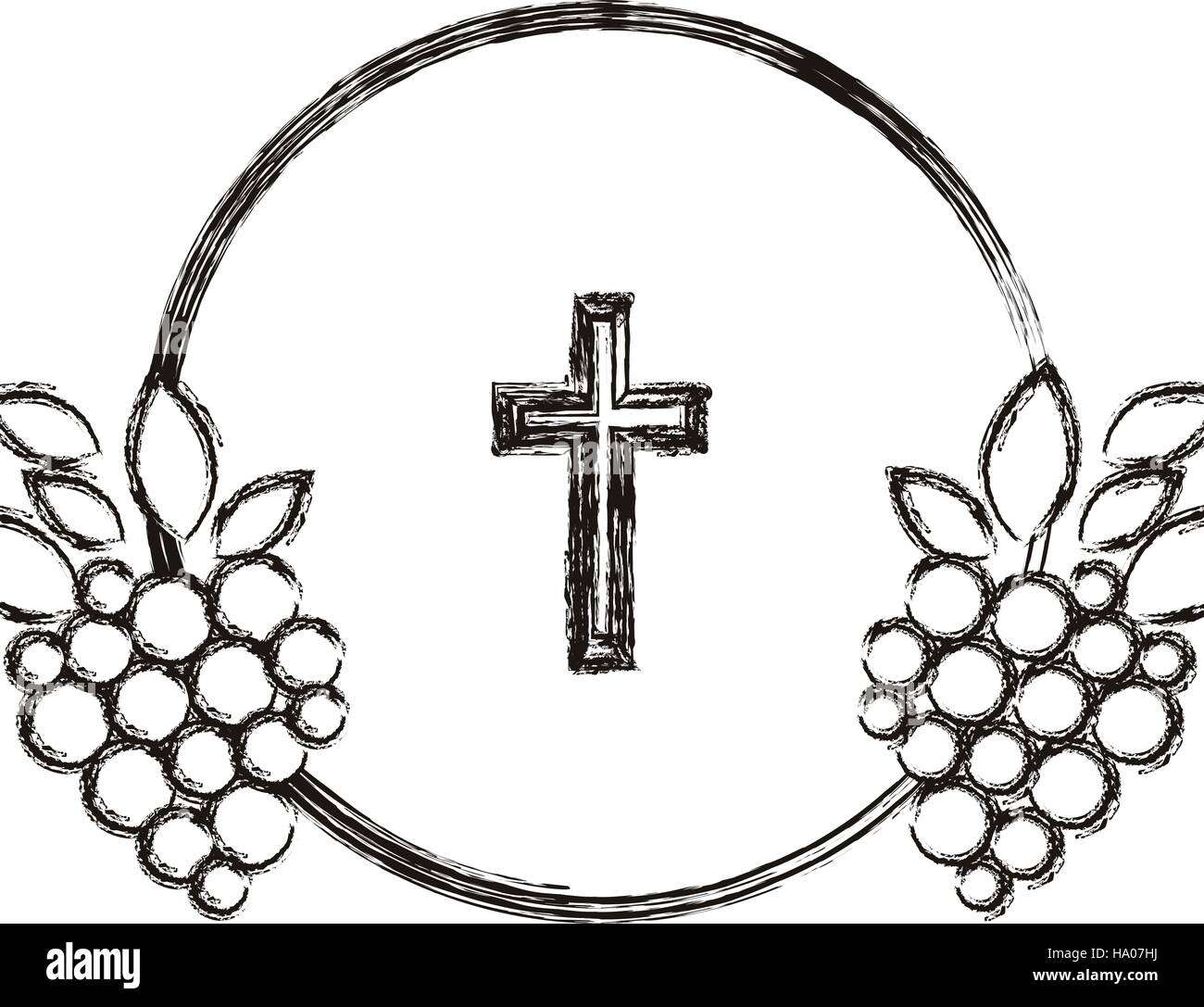 Cross and grapes icon. Religion god pray faith and believe theme ...