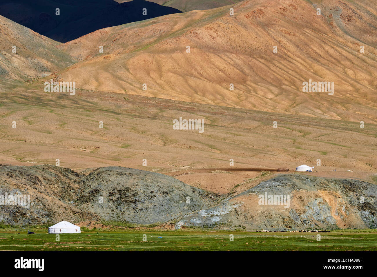 Mongolia, Bayan-Ulgii province, western Mongolia, the colored mountains ...