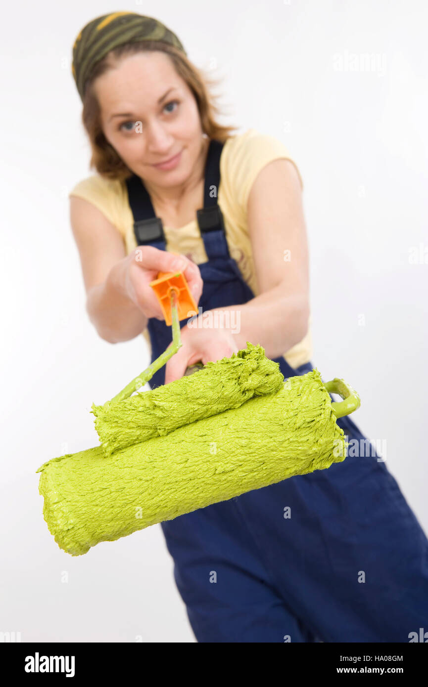 Female house painters paint rollers hi-res stock photography and images ...