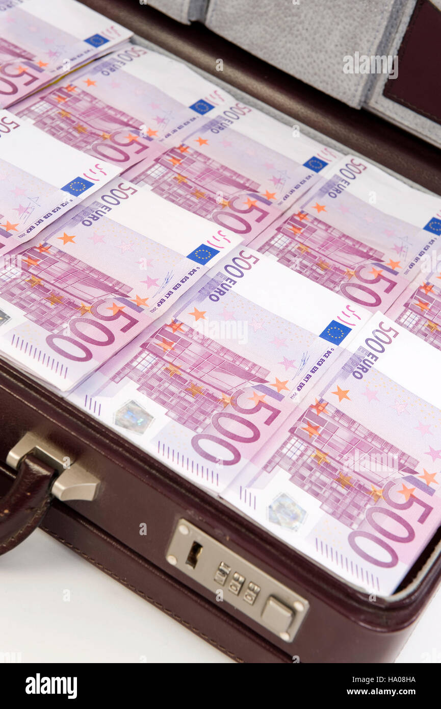 Briefcase brief attache case cases full of money cash bank hi-res stock ...