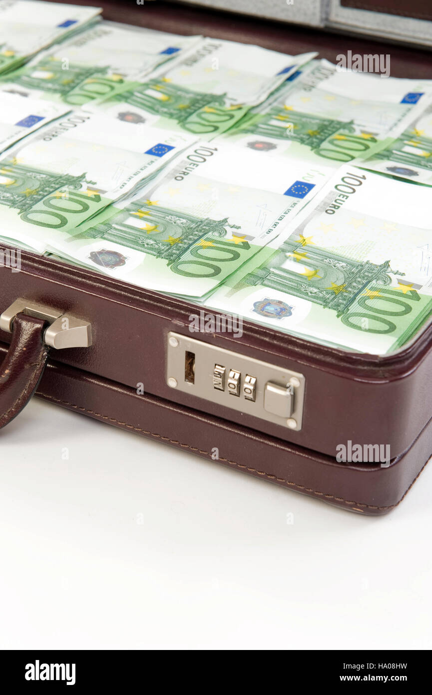 Briefcase brief attache case cases full of money cash bank hi-res stock ...