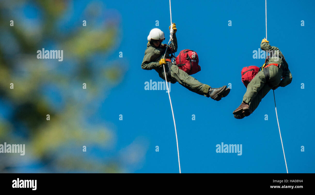 The USDA Forest Service conducts rope rappel training at Salmon Air ...