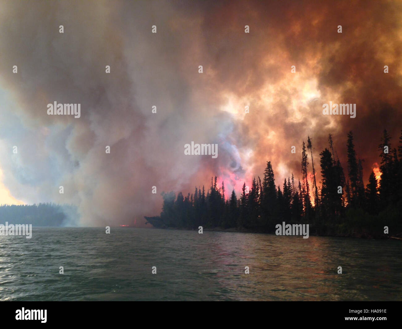 A fire slide captured during a wildfire event, showing the destructive ...