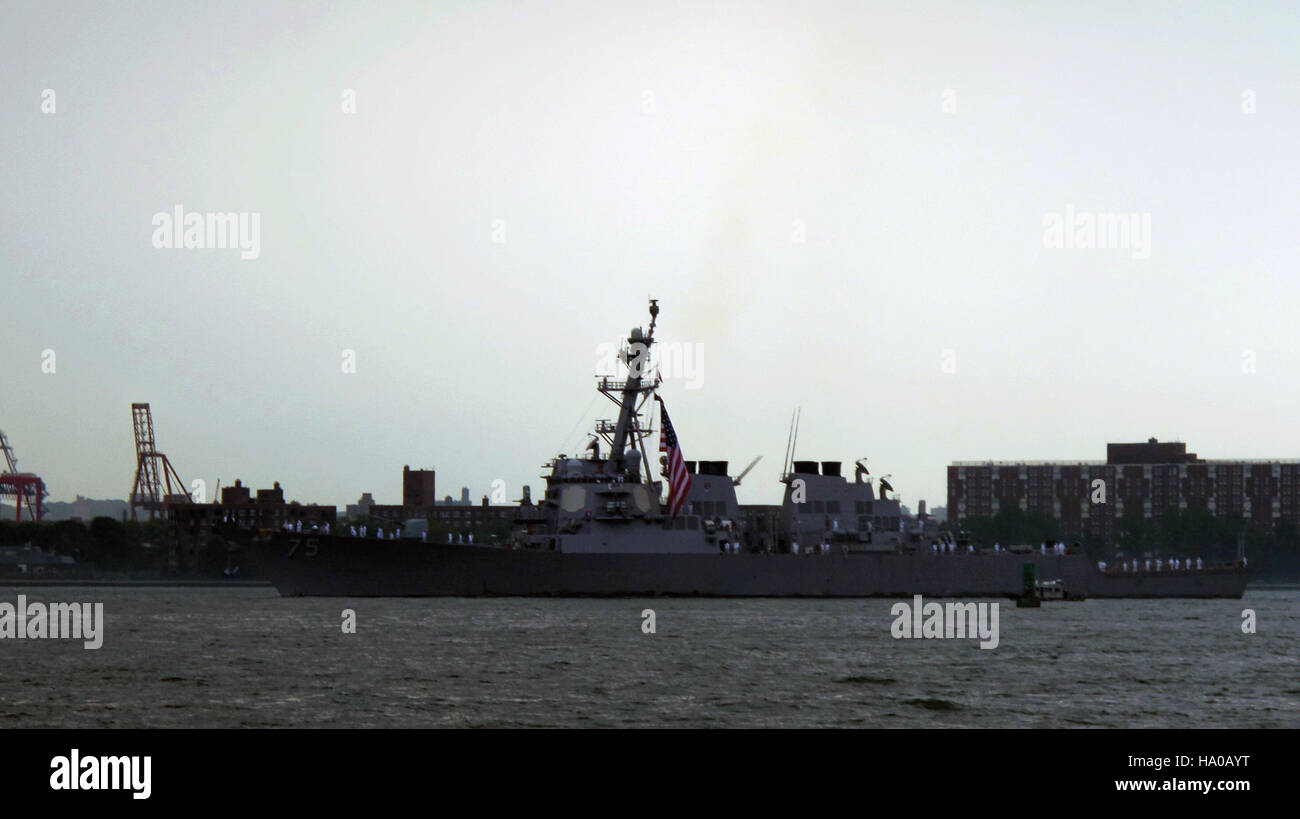 The USS Donald Cook (DDG 75), a guided missile destroyer, is shown at ...