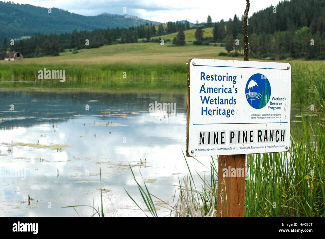 The wetlands sign at Nine Pine Ranch marks the importance of wetland ...