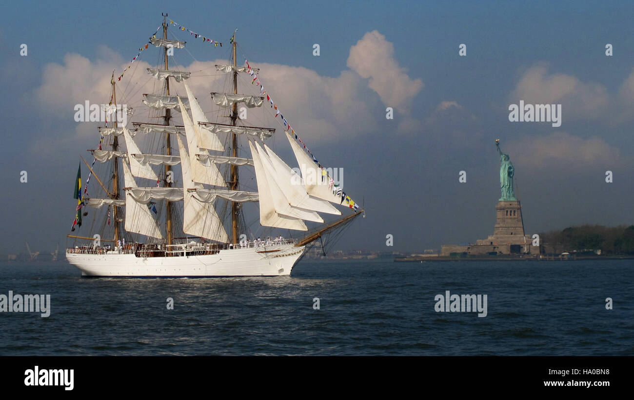 The Cisne Branco, a Brazilian tall ship, visits Ellis Island as part of ...