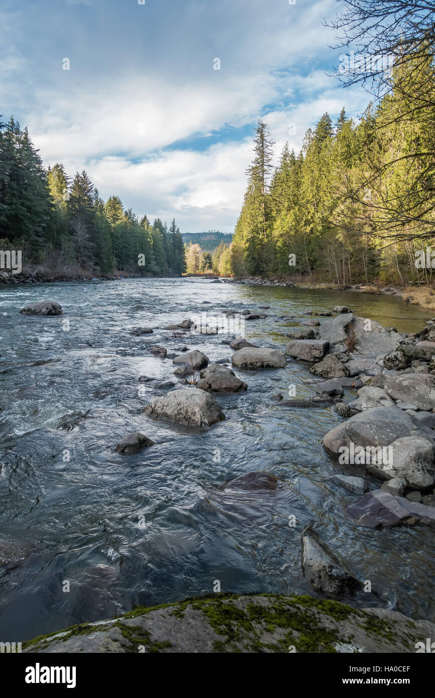 Looking down the Snoqualmie River in Washington State Stock Photo - Alamy