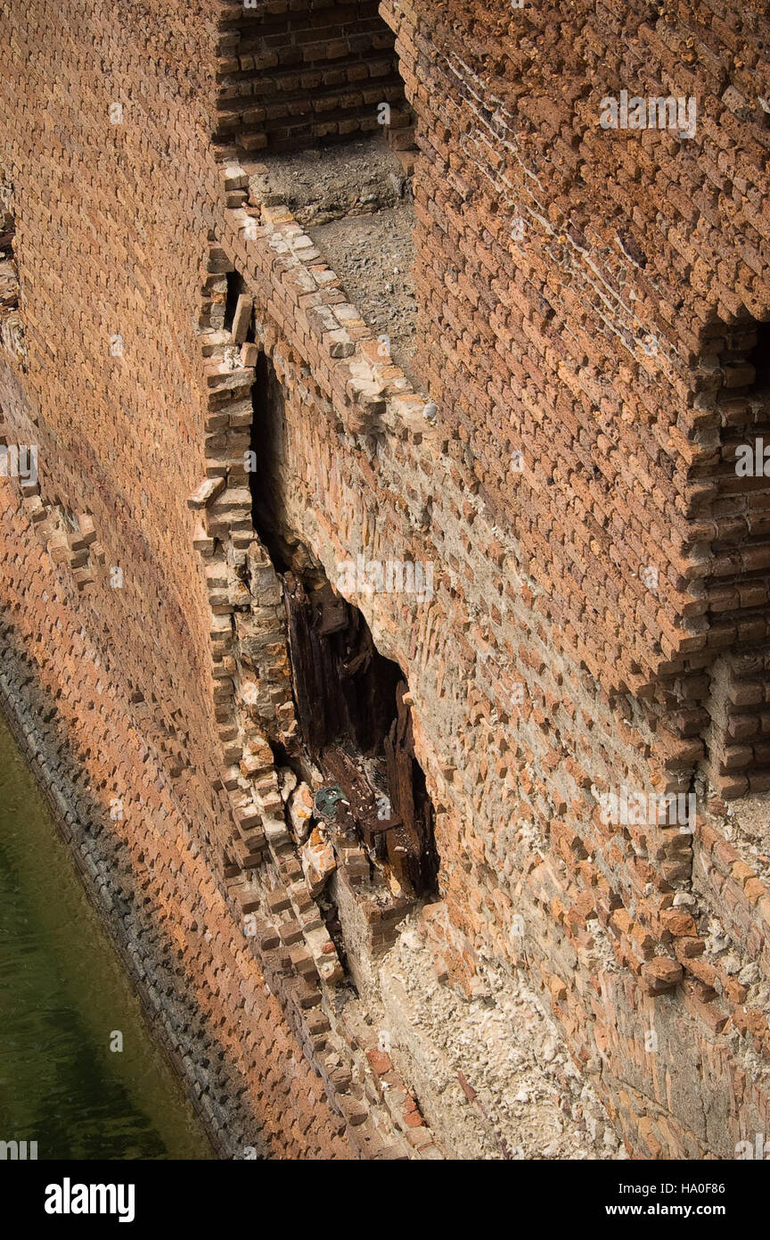 Looking down into the moat of the historic Fort Jefferson at Dry ...