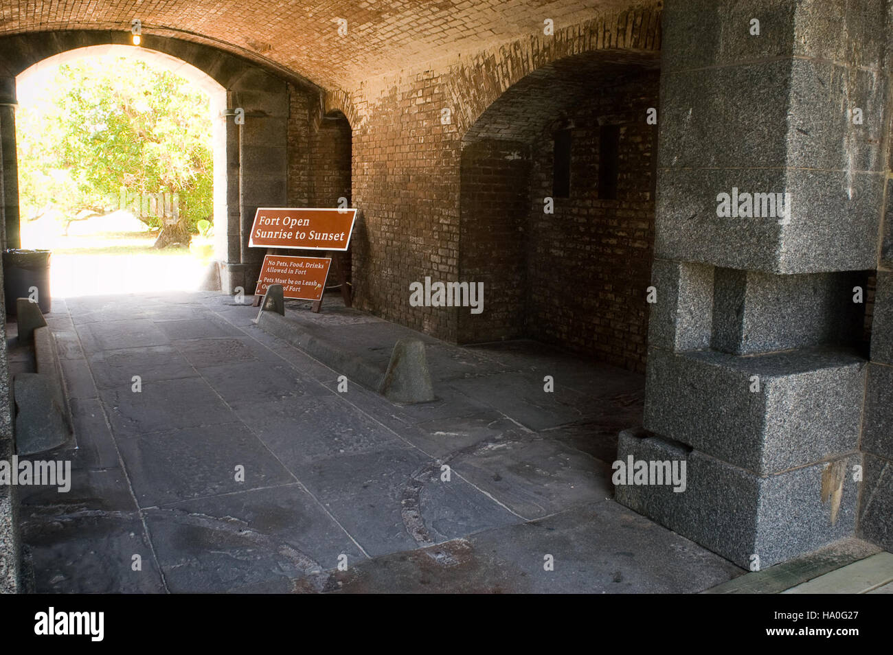 The walkway from the boats leads to the Sally Port, the main entrance ...