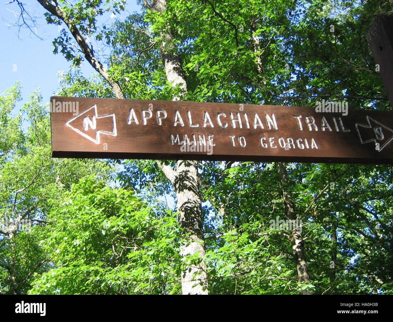 The Appalachian Trail sign marks one of the most renowned hiking routes ...
