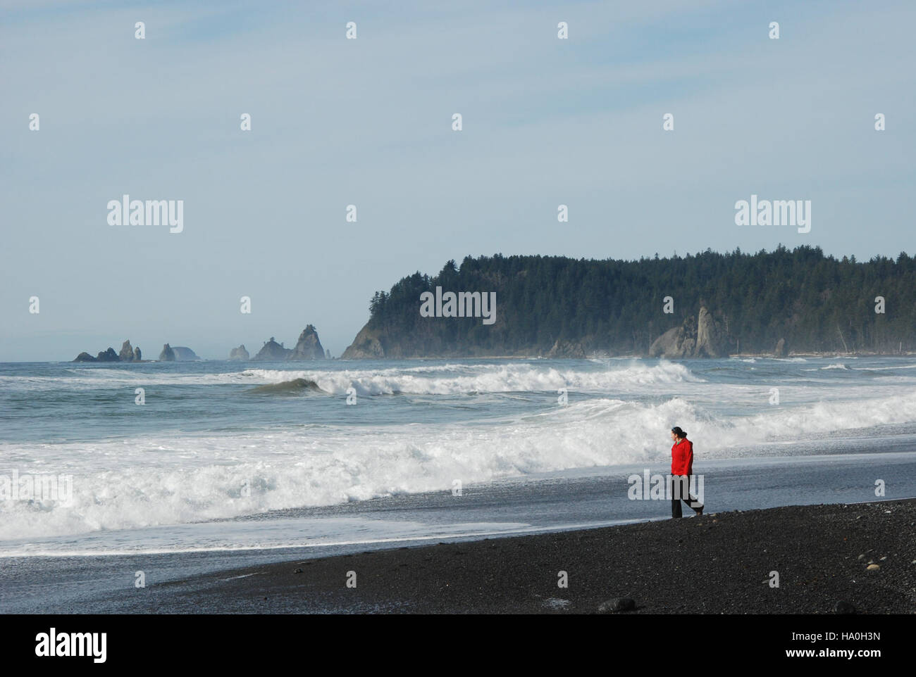 Visitors hike along Rialto Beach in Olympic National Park, where safety ...