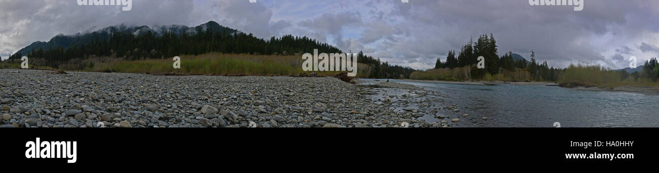 This image shows the boundary waters of the Hoh River, located in ...