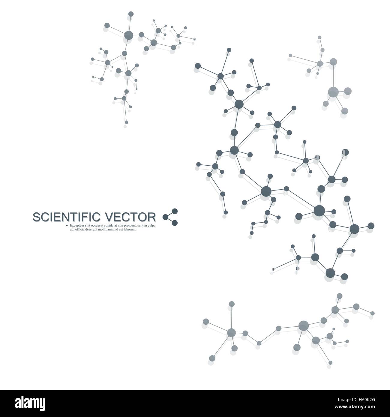 Structure molecule of DNA and neurons. Structural atom. Chemical ...