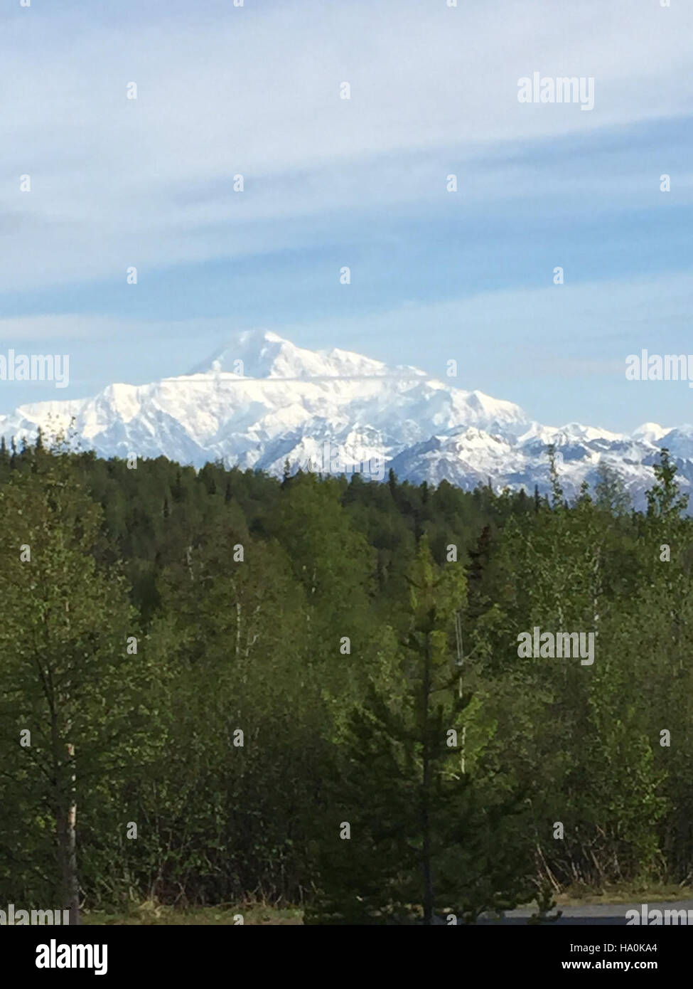 A view of Mount McKinley (Denali), the highest peak in North America ...