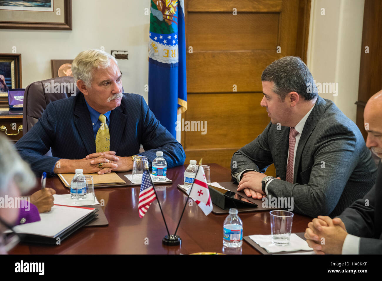 This image depicts the meeting between the Georgian Minister of ...
