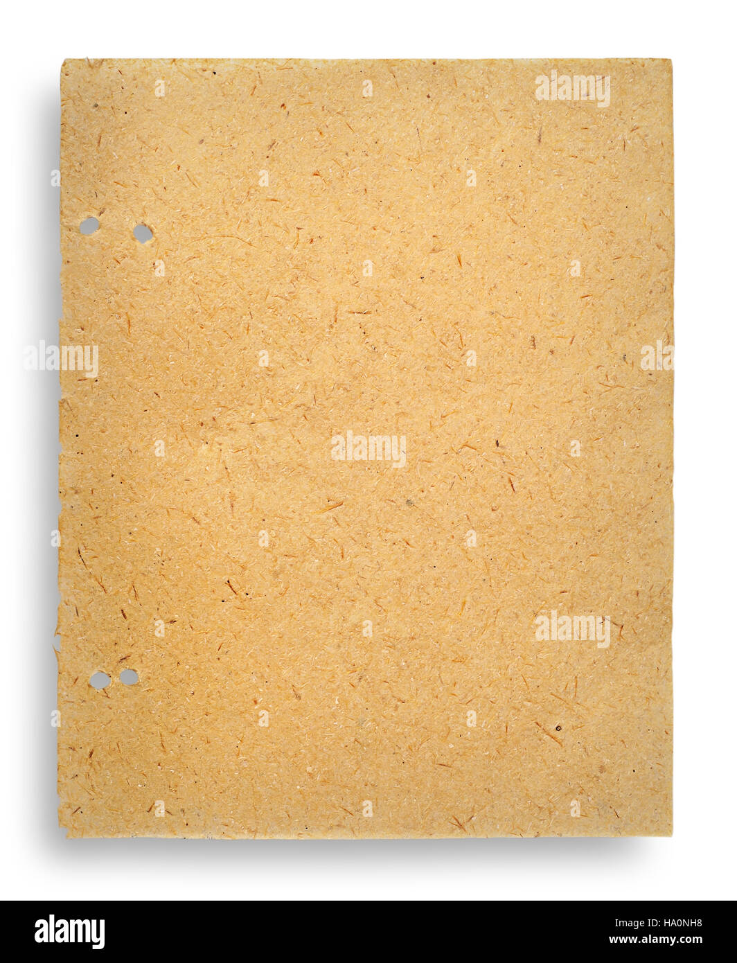 One sheet of old yellowed parchment paper isolated on white background ...
