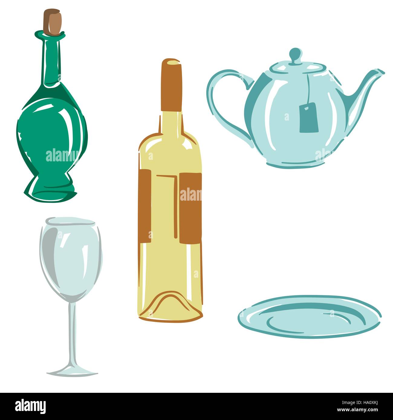 Kitchen utensil set ceramic Stock Vector Images - Alamy